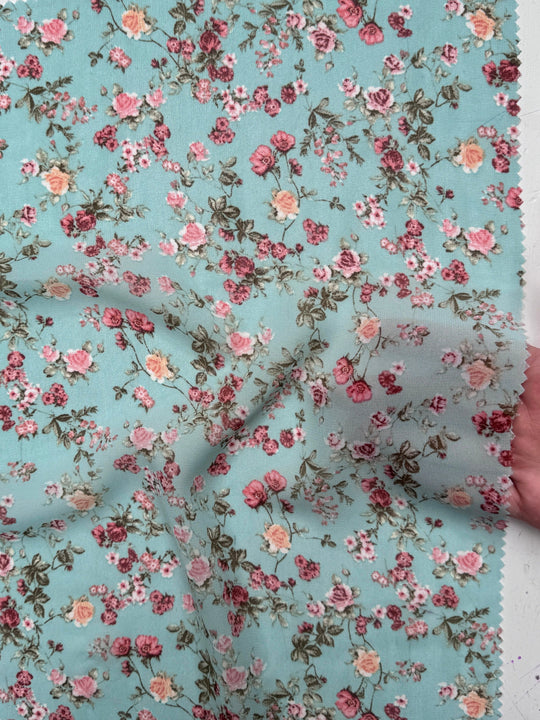 Mint Mini Flowers Print Hi Multi Chiffon – KikiTextiles