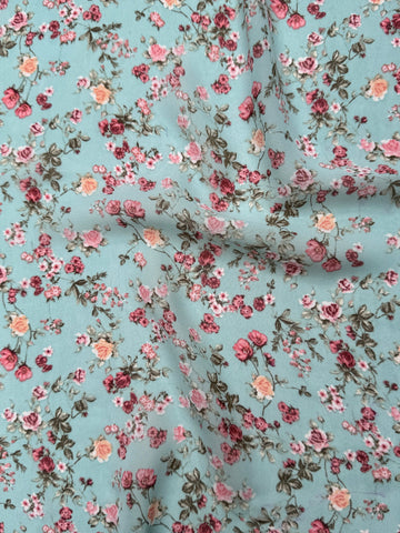 Mint Mini Flowers Print Hi Multi Chiffon – KikiTextiles