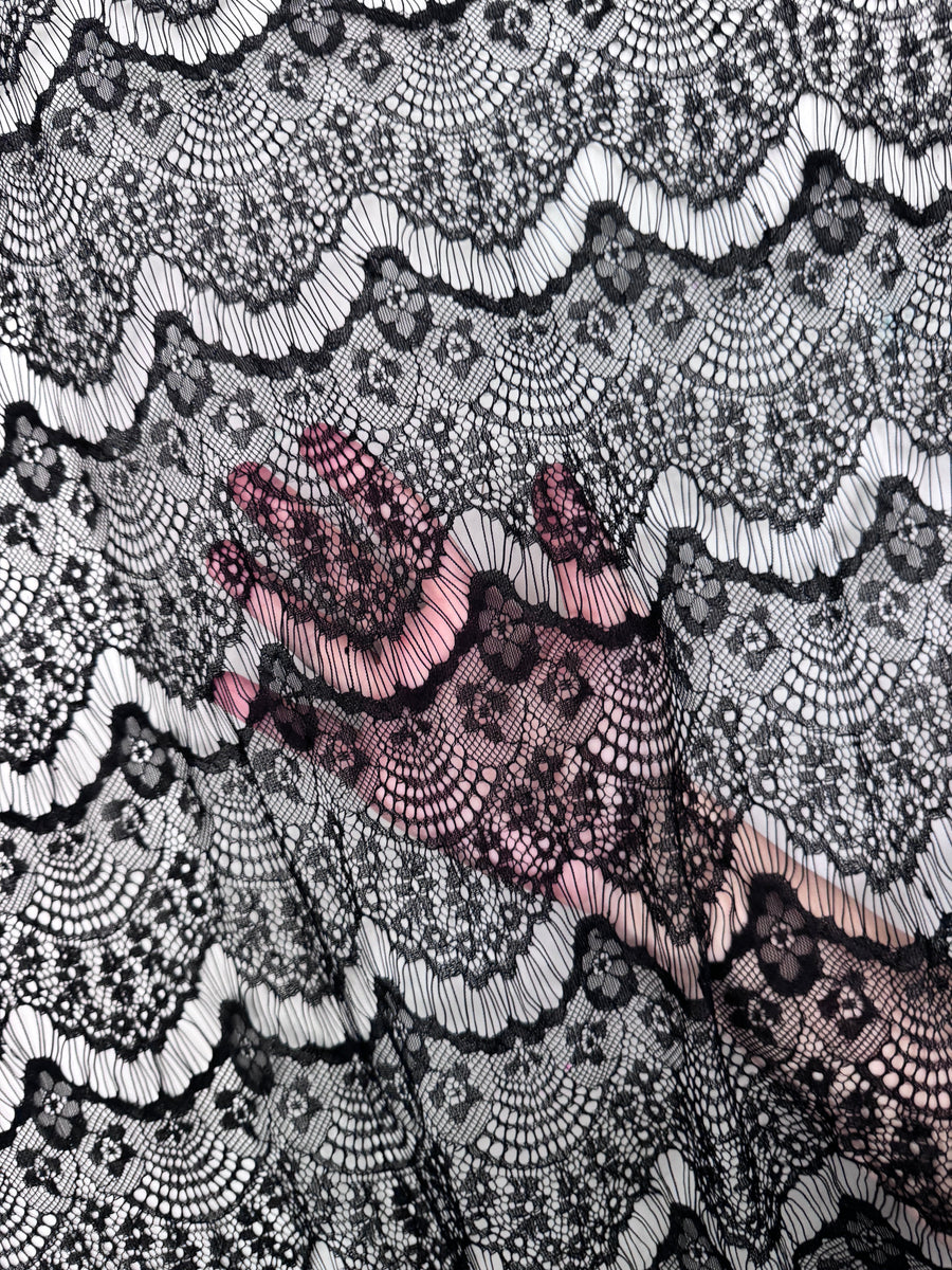 Black French Chantilly Floral Lingerie Lace – KikiTextiles