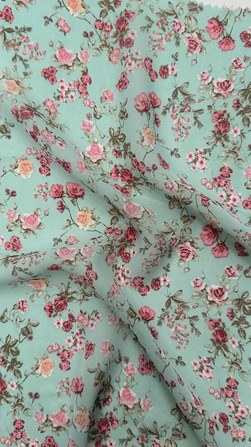 Mint mini flowers print Hi Multi Chiffon – KikiTextiles