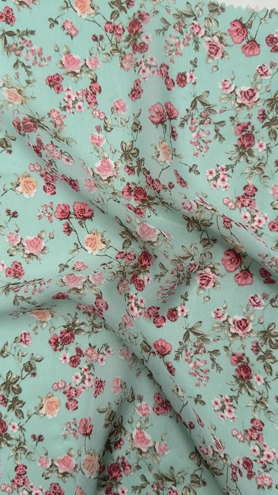Mint Mini Flowers Print Hi Multi Chiffon – KikiTextiles